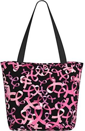 AOOEDM Pink Ribbons Breast Cancer Awareness Ladies Shopping Bag 13x11x7in.Le cadeau parfait pour la Saint-Valentin.Cest de la Saint-Valentin pour maman, fill
