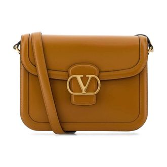 Valentino Garavani 9To5 Schultertasche aus glattem Kalbsleder - - Bags - Damen - Braun - ONE SIZE