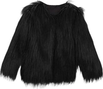 Generic Manteaux dhiver pour femmes, manteau en fausse fourrure, veste en fausse fourrure moelleuse, vestes dhiver &agrave; revers fourrure, parka &agrave; poils longs, m