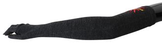 Dolce & Gabbana Womens Gray dgloveslondon Embroidered Virgin Wool Gloves
