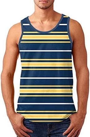 Generic D&eacute;bardeurs ray&eacute;s pour hommes &eacute;t&eacute; ray&eacute; d&eacute;contract&eacute; haut de plage chemise mode sport sans manches chemise de plage tops l&acirc;che d&eacute;bardeur chemise, jaune, 
