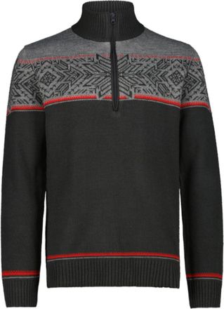 F.lli Campagnolo Knitted Herren Pullover Half Zip mit Wolle Antracite Gr. 48 Warmer, atmungsaktiver Wooltech Midlayer mit hohem Kragen f&uuml;r Alltag & Outdoor
