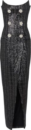 Balmain Langes Bustierkleid aus Pailletten-Tweed - - Dresses - Damen - Schwarzk - 2XS