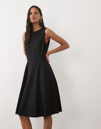 Ralph Lauren Robe de jour mi-longue avec ceinture - Noir