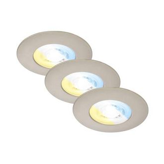Briloner Lot de 3 spots LED encastrables 230V, spots LED pour salle de bain IP44, spots de plafond, spots LED, couleur de lumi&egrave;re r&eacute;glable, nickel mat