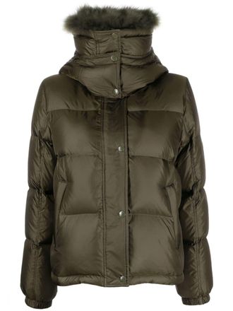 Yves Salomon Gef&uuml;tterte Jacke mit Logo-Patch - Gr&uuml;n