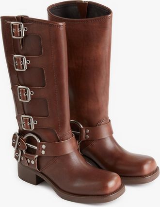 Miu Miu Bottes &agrave; sangles en cuir