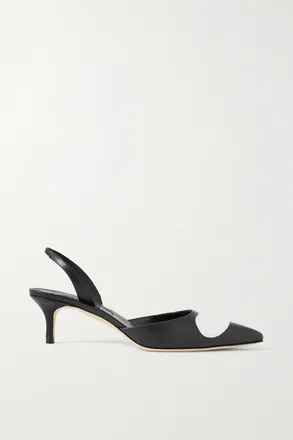 Manolo Blahnik Scusli 50 Zweifarbige Slingback-pumps Aus Leder - Schwarz