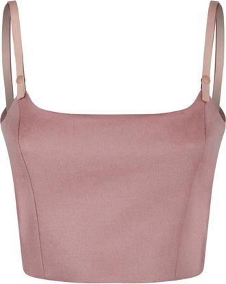 Max Mara Femme, Tops, Rose, Taille: 34 FR Top court rose en laine et cachemire