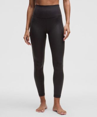 lululemon Align Hose mit hohem Bund Schimmer f&uuml;r Frauen - 64 cm - Gr&ouml;&szlig;e 14 in Luxe Shine Foil Print Black