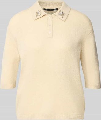 Luisa Cerano Strickpullover aus Baumwoll-Kaschmir-Mix mit Ziersteinbesatz