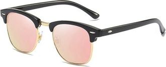 Generic Lunettes de soleil polarisées classiques demi-monture pour hommes et femmes rétro rivets petits lunettes de soleil pour homme noir nuances anti-reflet