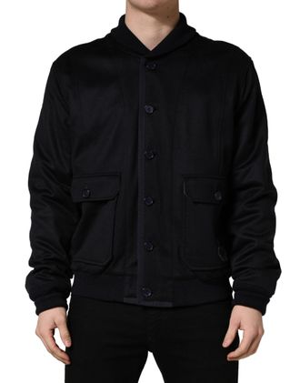 Dolce & Gabbana Mens Black Cashmere Knitted Button Down Jacket Clothing