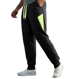 Generic Pantalon de surv&ecirc;tement confortable doubl&eacute; en polaire pour homme pour lhiver &agrave; la maison - Taille &eacute;lastique - Coupe ample, Noir, XXL