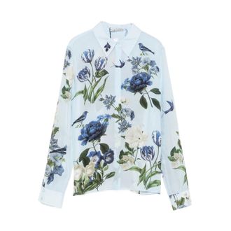 Alice & Olivia Femme, Blouses et Chemises, Bleu, Taille: 38 FR Chemise &agrave; imprim&eacute; floral boutonn&eacute;e devant