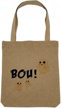 Fabulous Sac Shopping Tote Bag Aspect Lin - Bou! Petits Fantomes Halloween Peur Dessin Mignon - Sac de Courses Toile Epaisse 360g Beige Naturel Cabas Port&eacute; Epa