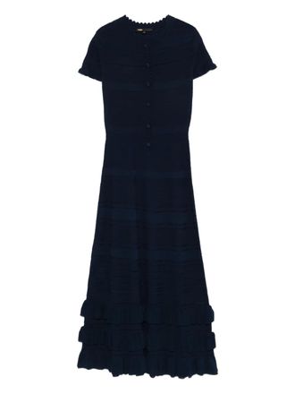 Maje robe mi-longue &agrave; manches courtes - Bleu