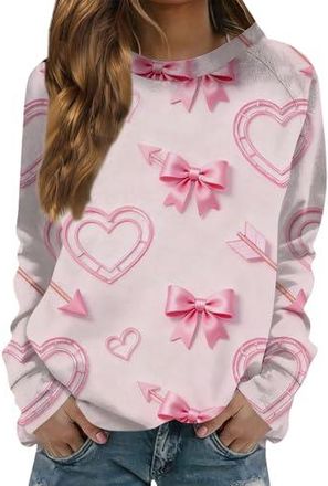 Generic Sweats à col rond pour femmes - Chandail à motif floral - Grande taille - Pull décontracté à manches longues pour femmes, Mr4 Pull de Noël pour femme,