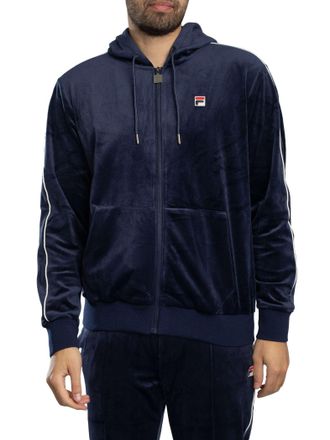 Fila Italo Velours-Kapuzenjacke Mit Rei&szlig;verschluss, Blau