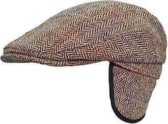 Walker and Hawkes Edward - Unisexe Harris Tweed Casquette Plate - Cache-Oreilles rabattables - Sable Blanc - 2XL (61cm)