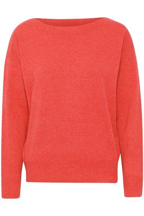 Ichi IHALPA LS2 Damen Strickpullover Feinstrick Pullover Feinstrickpullover U-Bootausschnitt Regular-Fit, Größe:M, Farbe:Poppy Red (171664)