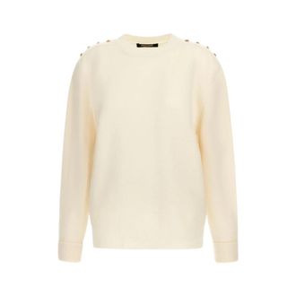 Roberto Cavalli Ivory Rundhals Pullover Hergestellt in Italien - - Knitwear - Damen - Beige - M