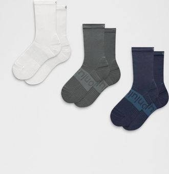 lululemon Chaussettes montantes Power Stride unisexes Lot de 3 - Blue/Blanc/Gris - Taille XL