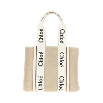 Chlo&eacute; Cabas moyen Woody - Femme - Sacs - Beige - Taille: ONE Size