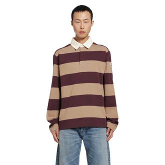 Moncler Striped Cotton Long Sleeve Polo Shirt