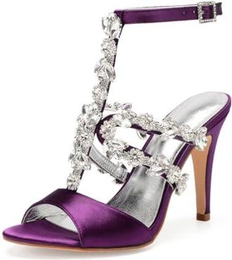 Generic Chaussures De Mariage &Agrave; Talons Hauts pour Femme Mari&eacute;e Stylet Talons Bout Ouvert Sandales Chaussures De F&ecirc;te 10.5Cm,Violet,37 EU
