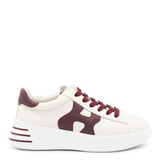 Hogan Low-Top Sneaker - White And Burgundy Leather Sneakers - Gr. 40 (EU) - in Wei&szlig; - f&uuml;r Damen