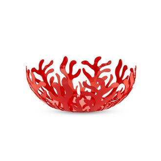 Alessi ESI01/29 R Mediterraneo Obsthalter aus Edelstahl, epoxidharzlackiert, rot, Ø 29 cm