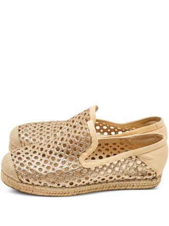 Stuart Weitzman espadrilles en cuir m&eacute;tallis&eacute; - Or