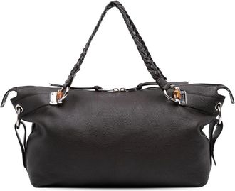 Gucci Shopper - Large Pebbled Calfskin Bamboo Bar Tote - Gr. unisize - in Braun - für Damen