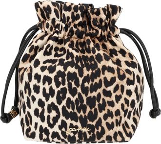 Ganni Femme, Sacs, Brun, Taille: ONE Size Pochette Imprim&eacute;e en Nylon