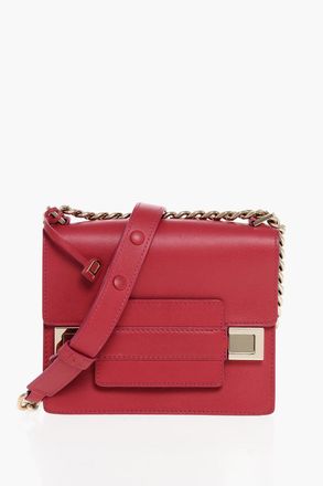 Delvaux Two-Tone Leather Shoulder Bag with Gold Details Delvaux