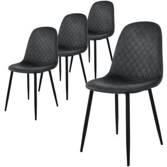 ML Design Esszimmerst&uuml;hle 4er Set, Anthrazit, K&uuml;chenstuhl mit Samtbezug, Wohnzimmerstuhl mit R&uuml;ckenlehne, Polsterstuhl mit Metallbeinen, Ergonomischer Stuhl