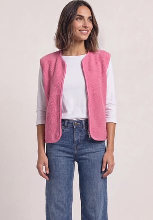 Street One Fellimitatweste STREET ONE, Damen, Gr. 34, pink (warm blush), Stoff, Vorderseite: 100% Polyester. R&uuml;ckseite: 100% Polyester, unifarben, normal normal,