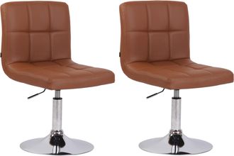 Clp 2er Set Lounger Palma V2 Mit Kunstlederbezug I 2 x Höhenverstellbarer Polsterstuhl Mit Rückenlehne, Farbe:Hellbraun