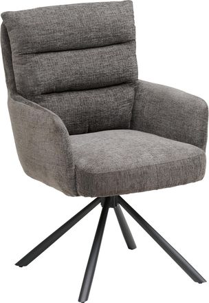 MID.YOU Mid.you Armlehnstuhl, Schwarz, Grau, Textil, Metall, Rundrohr, 57x95x65 cm, Sitzfl&auml;che 180&deg; drehbar, Esszimmer, St&uuml;hle, Esszimmerst&uuml;hle, Armlehnenst&uuml;h