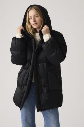 Levi's Veste Western Bubble Mi Longue - Femme - Noir / Anthracite Night - XS