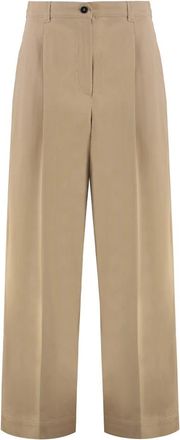 Max Mara Femme, Pantalons, Beige, Taille: 36 FR Nebbie Pantalon Large en Gabardine de Coton