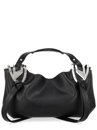 Diesel Womens Top Handle Bag Knot-D Black Calf Leather Shoulder