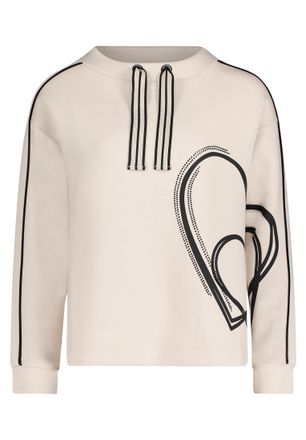 Betty Barclay Damen Sweatshirt mit Stehkragen 40, Wei&szlig;/Schwarz
