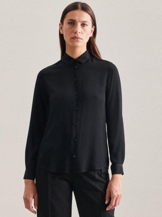 Seidensticker Langarmbluse Schwarze Rose (1-tlg) Falten