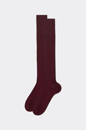 Calzedonia Lange Gerippte Herrensocken Mit Fil Decosse Bordeaux