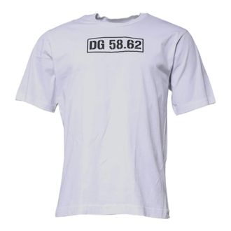 Dolce & Gabbana DG Logo Baumwoll T-Shirt mit Rundhalsausschnitt - - Tops - Damen - Wei&szlig; - S