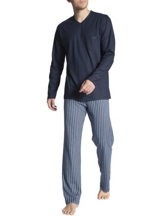 CALIDA Relax Imprint Pyjama lang Herren, aus 100% Baumwolle, Hose mit stoffbezogenem Gummibund