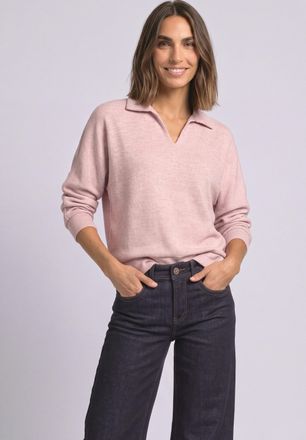 Street One Langarmshirt STREET ONE, Damen, Gr. 36, rosa (vintage blush meliert), Stoff, 51% Polyester, 45% Viskose, 4% Elasthan, meliert, regular fit normal, ohn