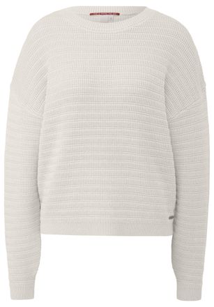 QS by s.Oliver Baumwollmix-Pullover mit Strukturmuster
